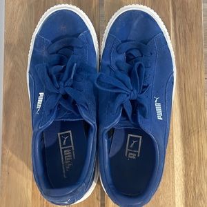 Puma | Shoes | Puma Royal Blue Suede Platform Sneaker | Poshmark